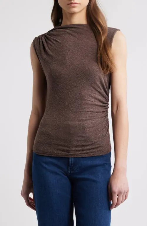 Rails Christen Ruched Funnel Neck Top - Heather Brown