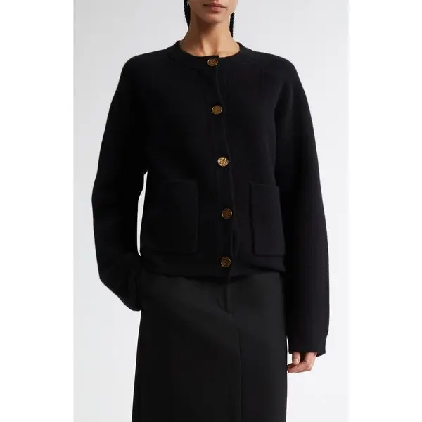 TOTÊME Hammered Button Wool-cashmere Cardigan - Black