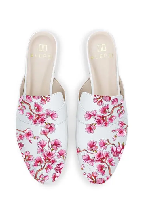 ALEPEL Floral Mules - Cherry Blossom