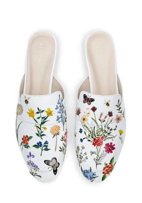 ALEPEL Hand-painted Mule - Pressed Flowers
