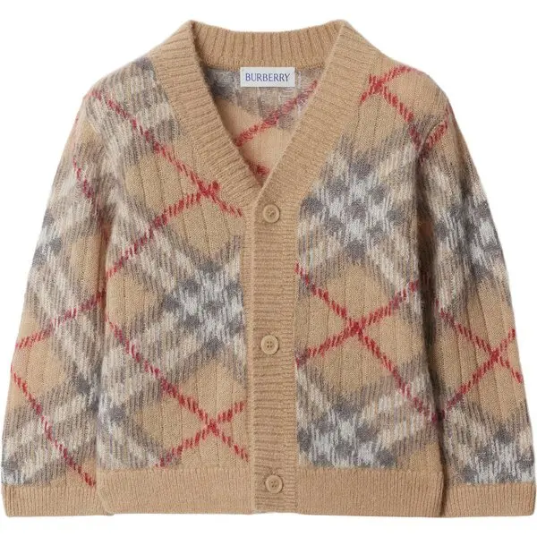Burberry Check Alpaca Wool Silk Blend Cardigan