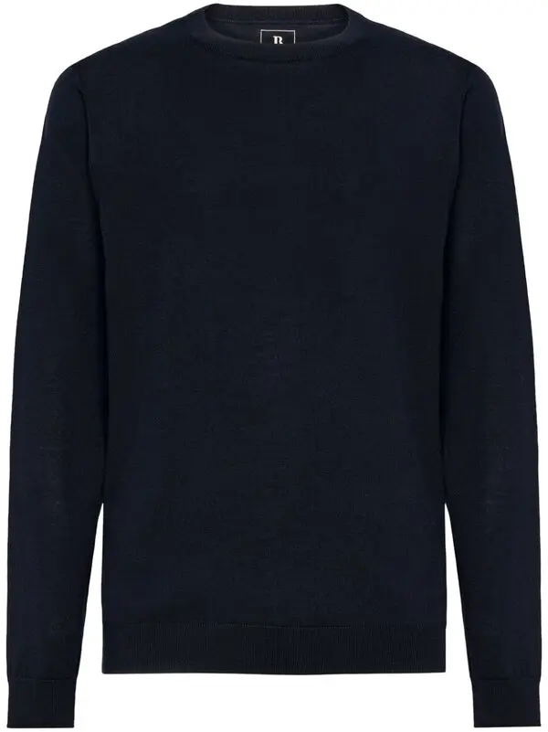 Boggi Milano Merino-wool Crew-neck Sweater - Blue