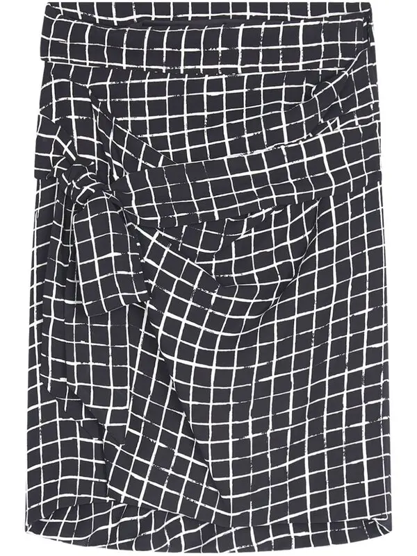 Dries Van Noten Draped Windowpane Midi Skirt