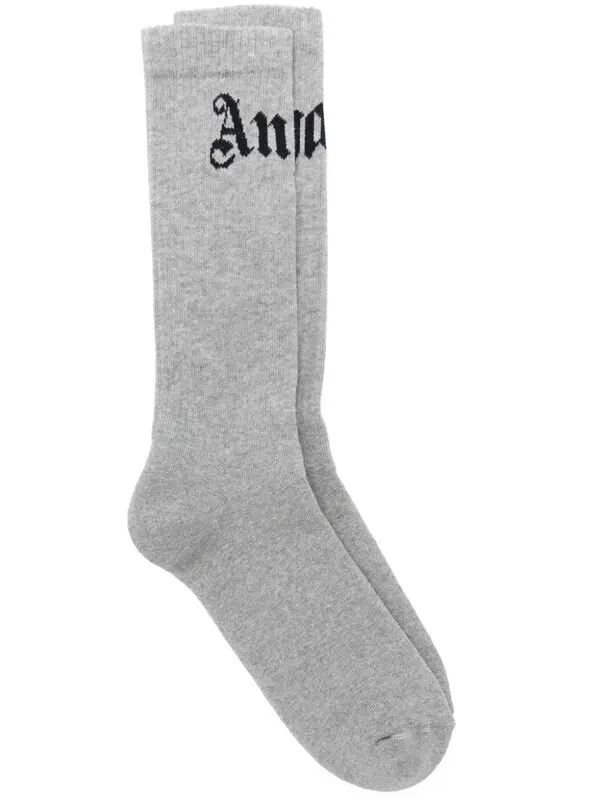 Palm Angels Curved Logo Socks - Grey