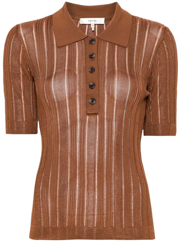 FRAME Laddered Ribbed Polo Shirt