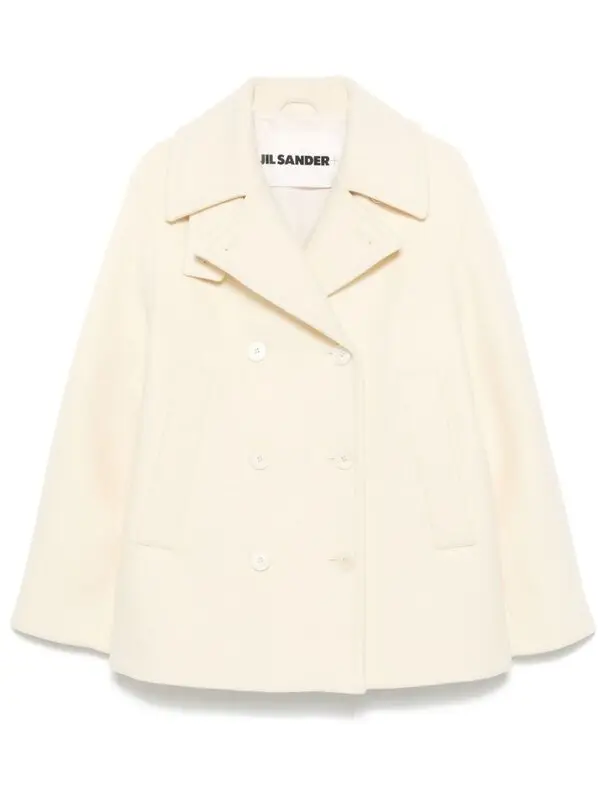 JIL SANDER Double-breasted Wool Pea Coat
