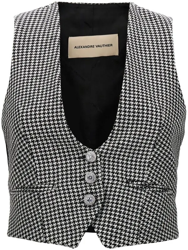 Alexandre Vauthier Houndstooth Waistcoat - White
