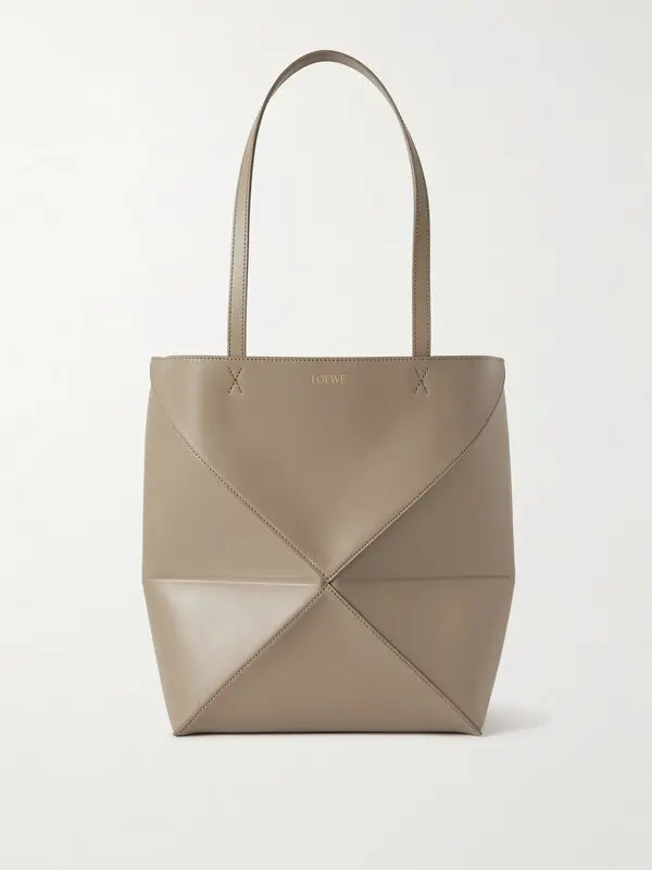 Loewe Puzzle Fold Medium Leather Tote - Neutrals