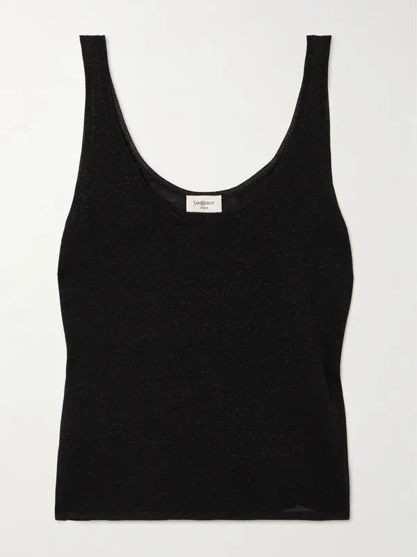 Saint Laurent Metallic Knitted Tank - Black