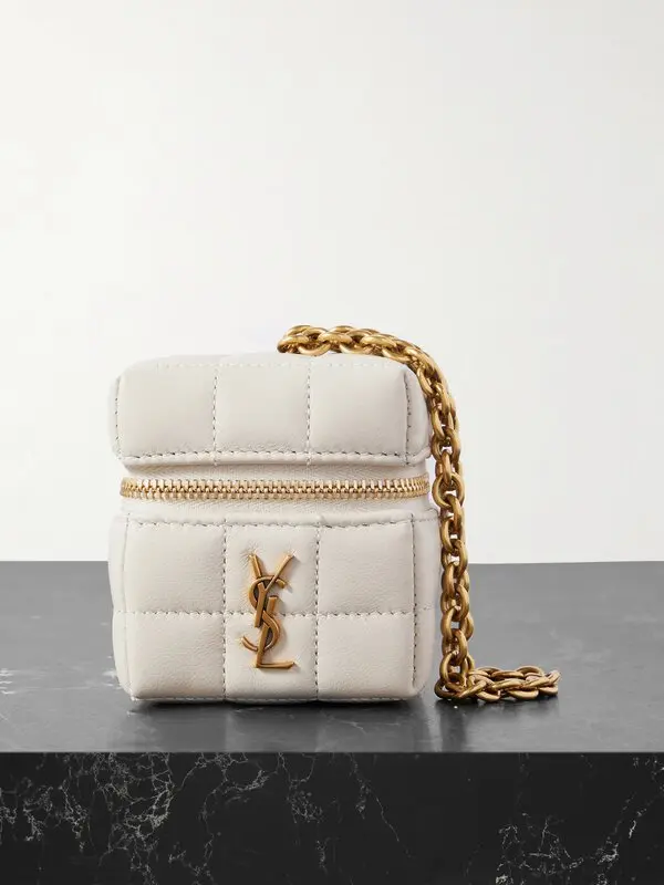 Saint Laurent Cassandre Matelassé Carré Mini Pouch - White