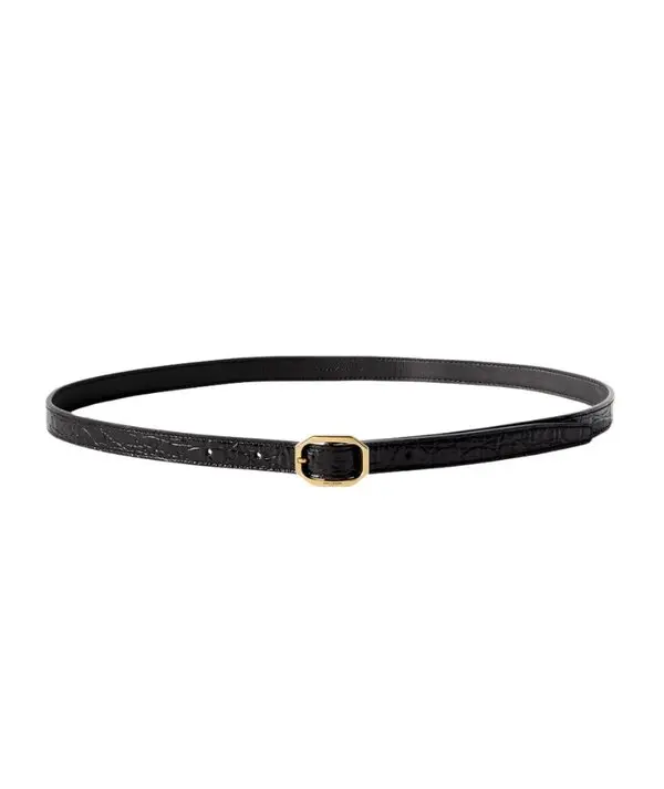 Saint Laurent Glossed Crinkled-leather Belt