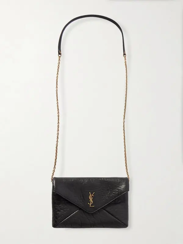 Saint Laurent Cassandre Mini Textured-leather Shoulder Bag - Black