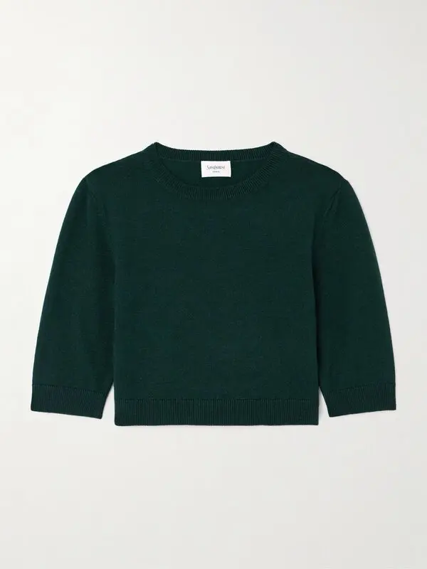 Saint Laurent Cropped Wool Sweater - Green