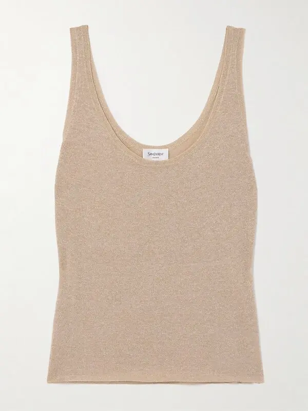 Saint Laurent Metallic Knitted Tank - Neutrals