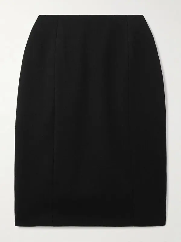Balenciaga Hourglass Grain De Poudre Wool Midi Skirt