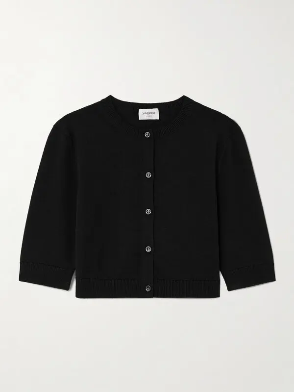 Saint Laurent Cropped Cardigan - Black
