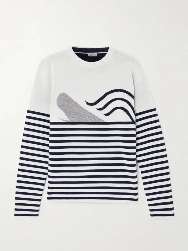 Loewe Embroidered Jacquard-knit Wool-blend Sweater