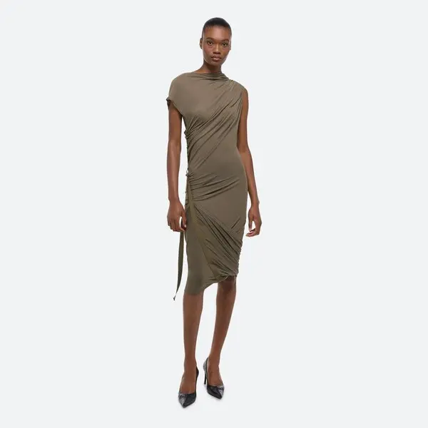 Helmut Lang Sleeveless Draped Dress - Olive
