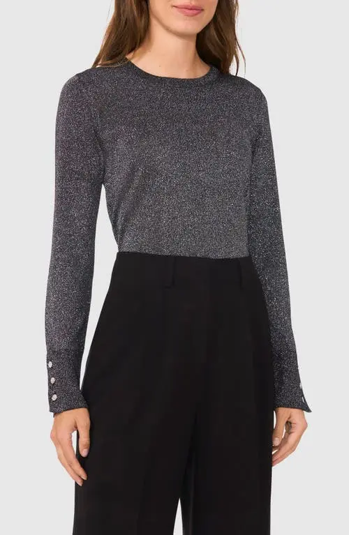 Halogen Rhinestone Button Sweater - Midnight Black
