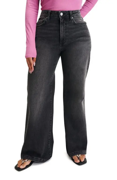 COTTON ON Curvy Straight Stretch Wide Jeans - Slate Black