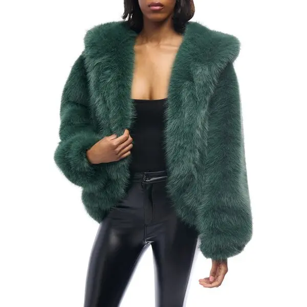 AZALEA WANG Emerald City Faux Fur Hooded Jacket