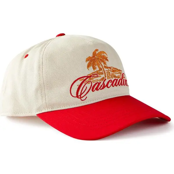 COTTON ON Graphic 5 Panel Cap - Bone Cherry Red Cascadia