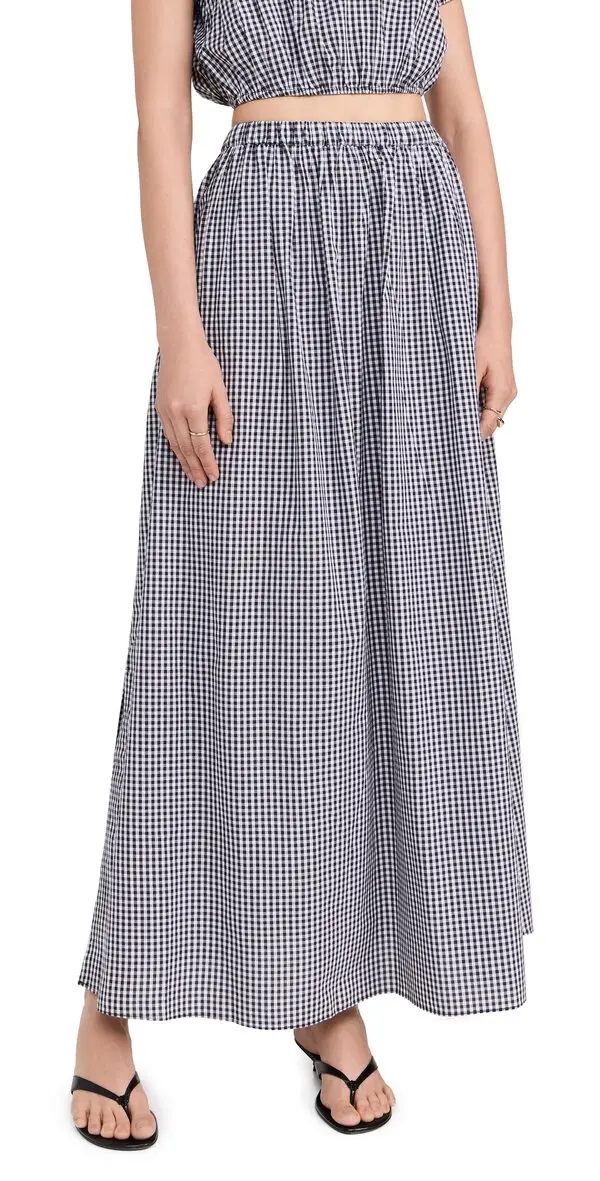Playa Lucila Gingham Maxi Skirt - Black Gingham