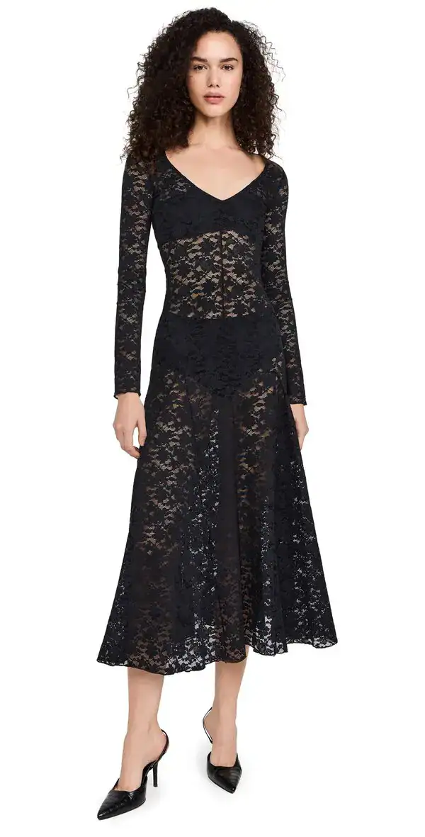 Gimaguas Tess Floral Lace Maxi Dress In Black - 80% Off | Editorialist