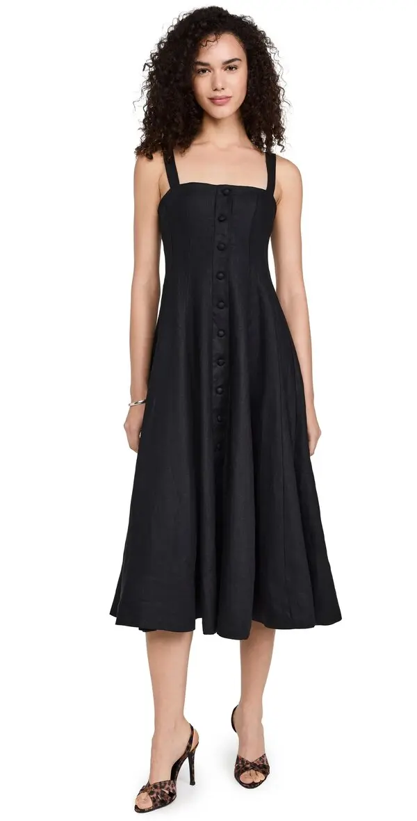 Faithfull The Brand Corbiere Linen Dress - Black