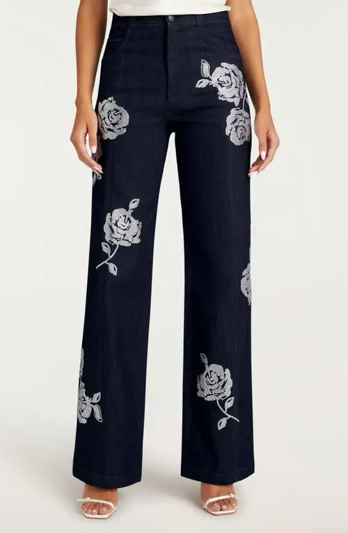 Buy Cinq À Sept Francine Embellished Wide Leg Denim Pants Indigo