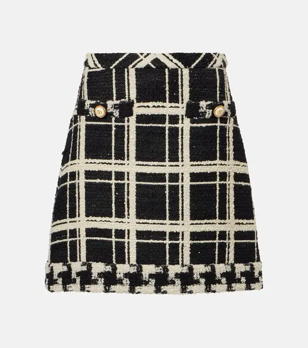 Valentino Garavani Mossi Wool-blend Tweed Miniskirt