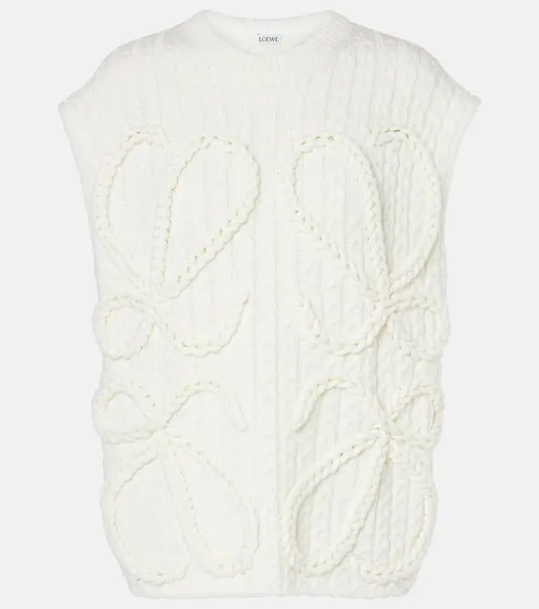 Loewe Anagram Cable-knit Wool Sweater Vest