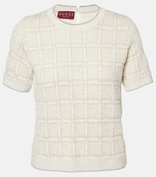 Gucci Checked Lamé Wool-blend Jacquard Top