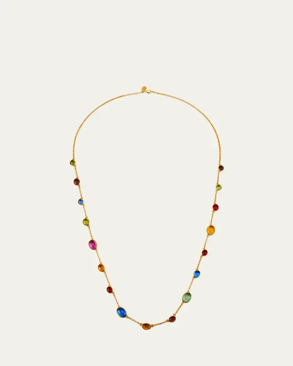 BEN-AMUN 24k Yellow Multi-stone Station Necklace - Gold