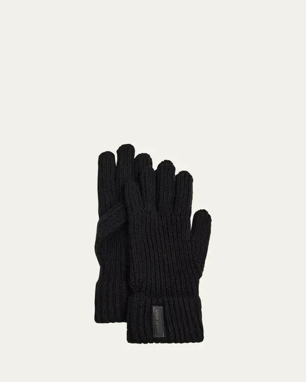 Giorgio Armani Knit Gloves - Solid Black