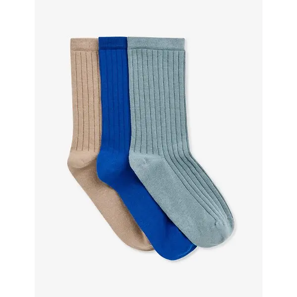 Whistles Ribbed Cotton-blend Ankle Socks Pack Of Three