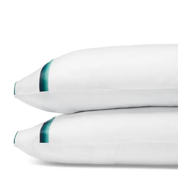 AMALIA HOME COLLECTION Lagos Gradient Egyptian Cotton Sateen Standard Pillowcase, Pair Exclusive - White/esmerald