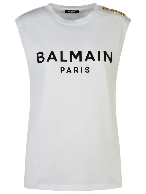 Balmain Cotton Tank Top - White
