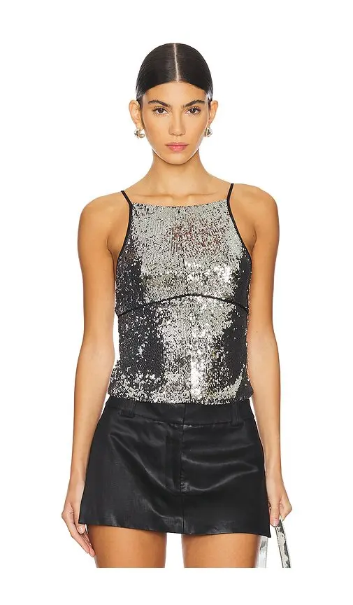 Free People James Sequin Tank - Silver Combo
