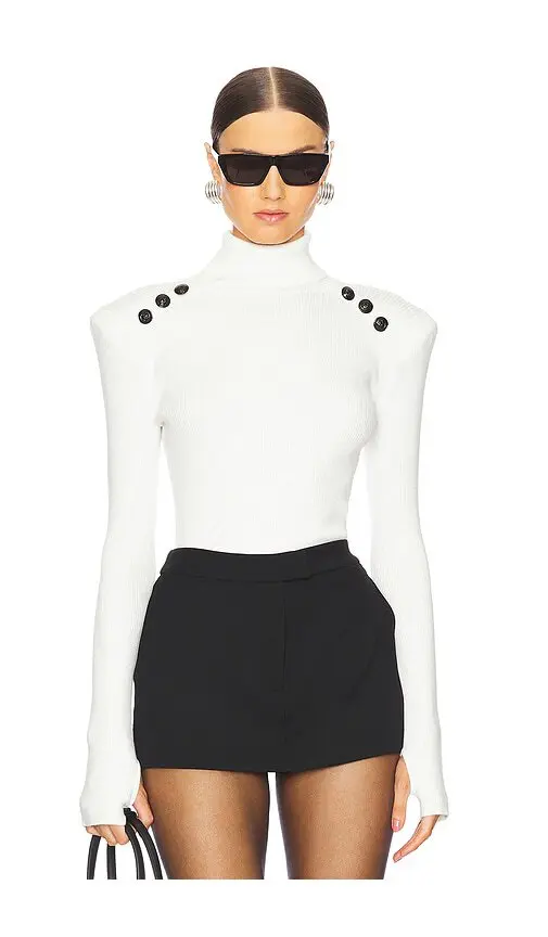 L'Agence Reeves Button Detail Turtleneck Sweater