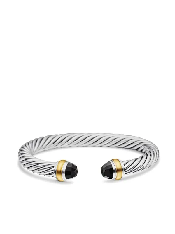 David Yurman 14kt Yellow Gold And Sterling Classic Cable Bracelet - Silver