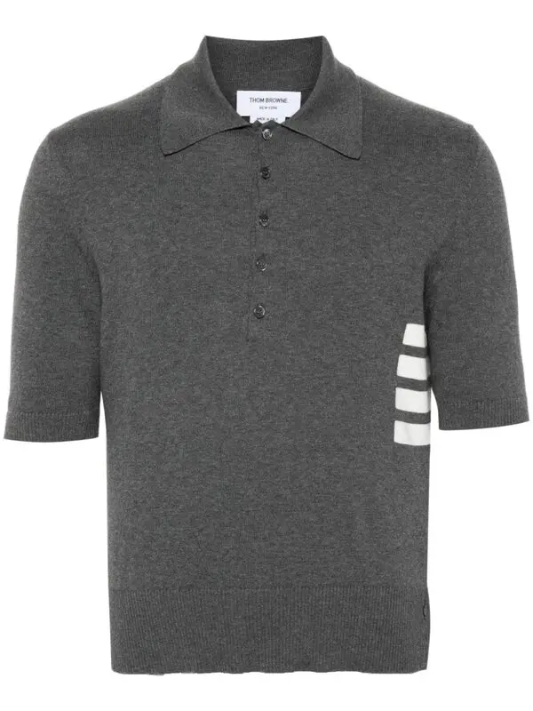 Thom Browne 4-bar Cotton Polo Jumper - Grey