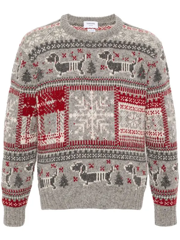 Thom Browne Fair Isle Intarsia Jumper - Grey