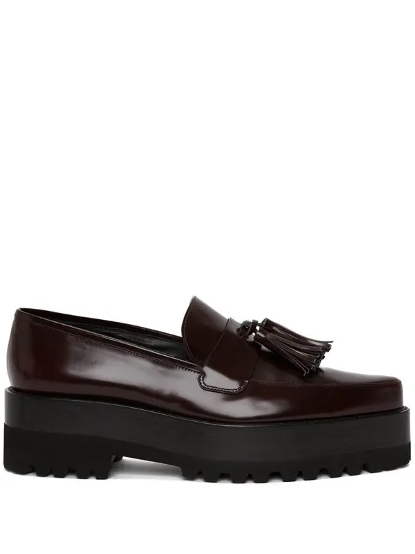 Victoria Beckham Tassel-Detail Leather Loafers Brown Editorialist