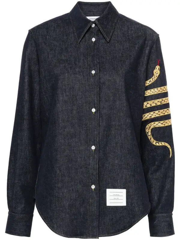 Thom Browne Snake 4-bar Denim Shirt - Blue