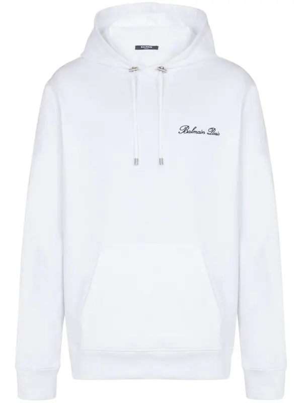 Balmain Embroidered-logo Hoodie - White