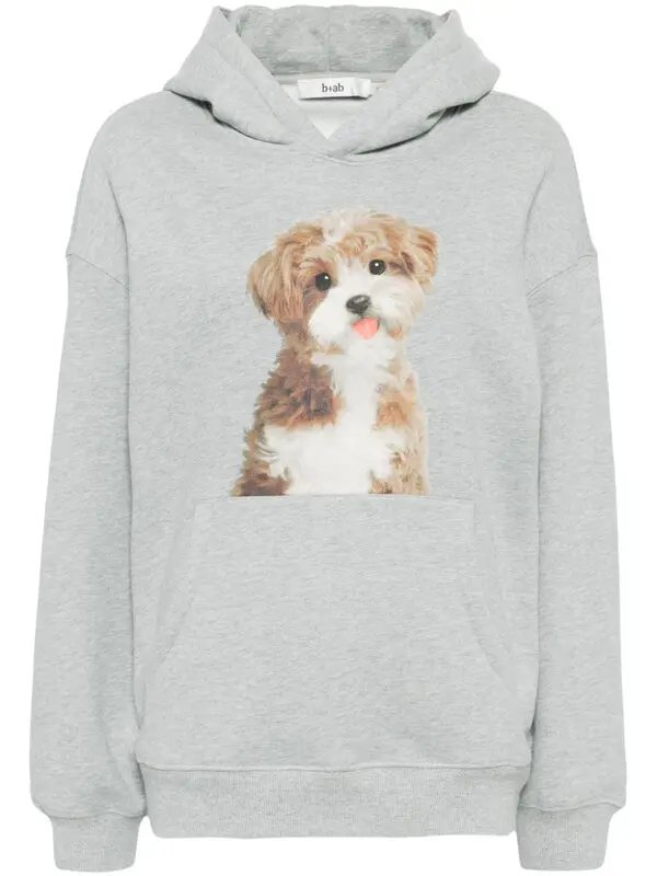 B+AB Puppy-print Hoodie - Grey