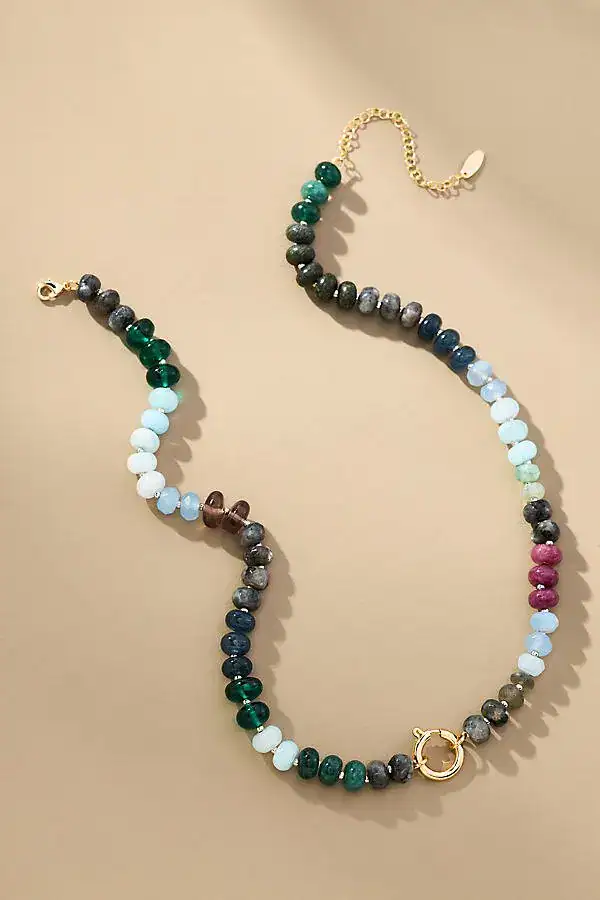 Anthropologie Rainbow Stone Charm Necklace Multicolor Editorialist - Main Image