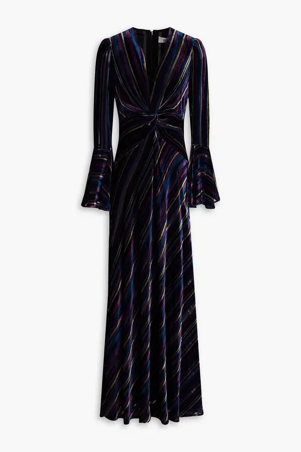 Diane Von Furstenberg Sudha Striped Devoré-velvet Maxi Dress