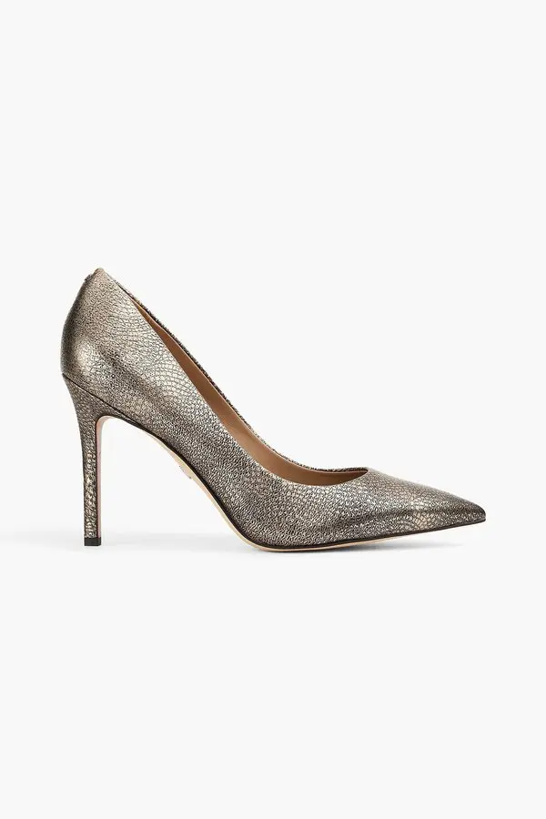 Sam Edelman Hazel Metallic Textured-leather Pumps